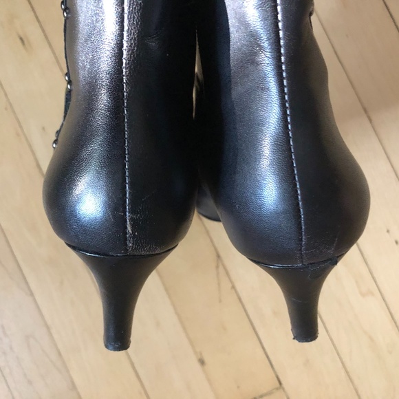 Tahari | Shoes | Tahari Black Leather Ankle Boots W Silver Studs | Poshmark
